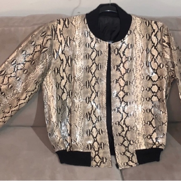 Jackets & Coats | On Hold Python Rare Genuine Python Skin Bomber Jacket ...